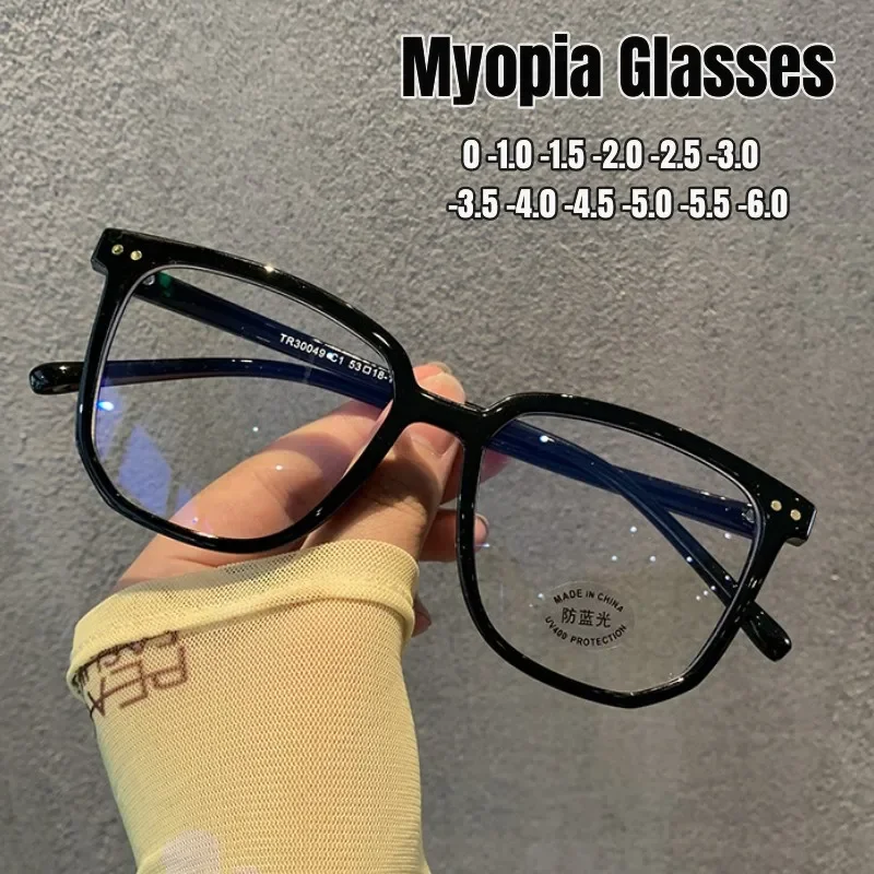 Stylish-Transparent-Frame-Myopia-Glasses-Women-Men-Anti-Blue-Light ...