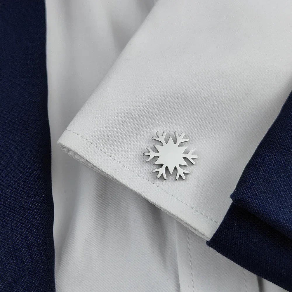 Snowflake-Cufflinks-for-Men-18k-gold-plated-jewelry-Stainless-Steel ...