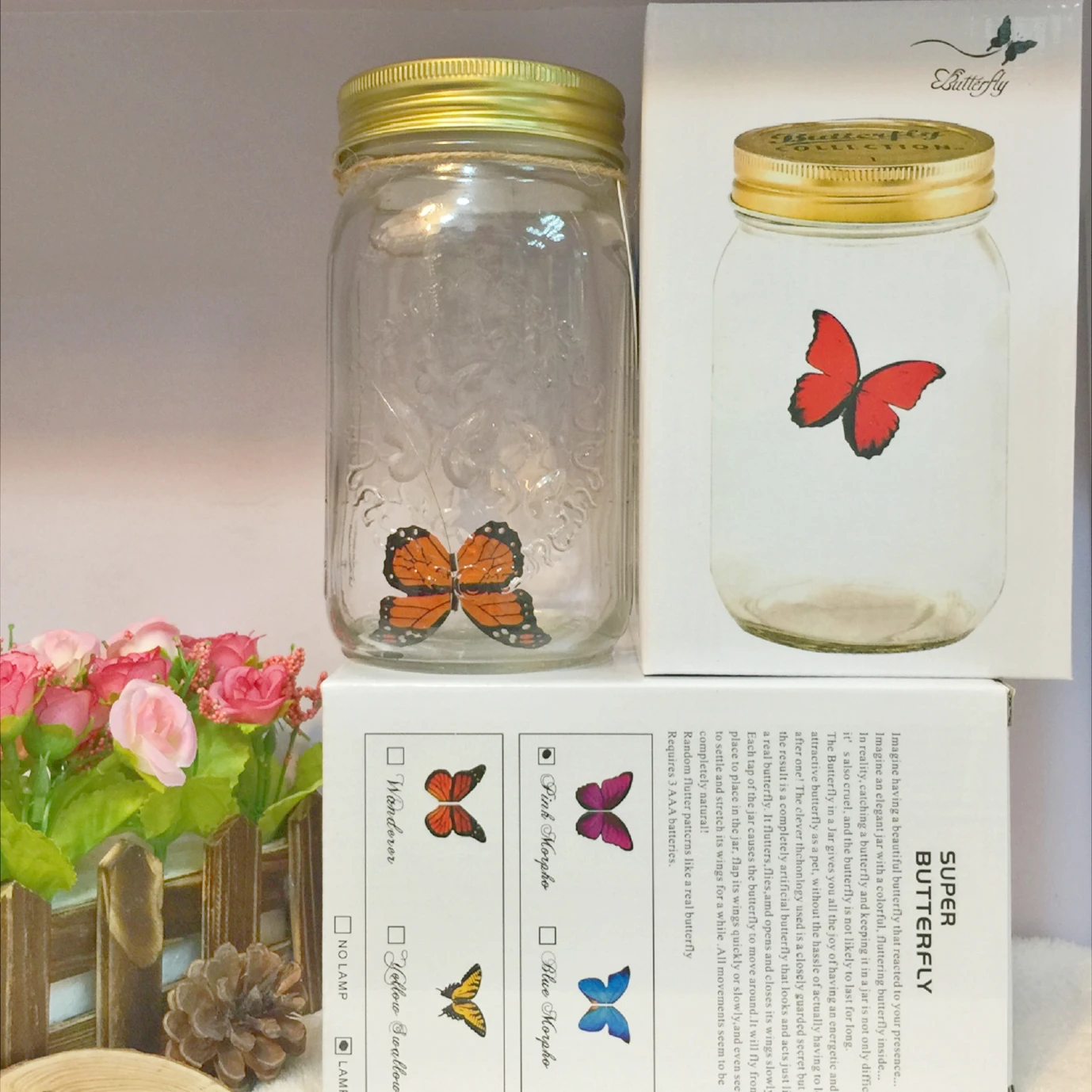 Magical-Flying-Butterfly-Jar-LED-Lamp-Glass-Mason-Jar-Simulation ...