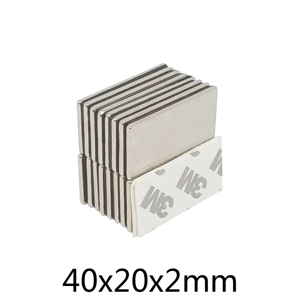 2-5-10-15-20-50PCS-40x20x2mm-Block-Strong-Powerful-Magnets-With-3M-Self ...