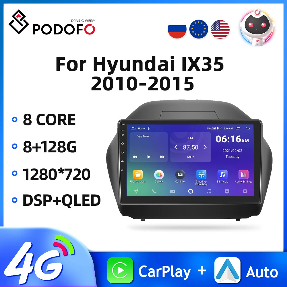 Rádio Do Carro De Podofo 2din Android Estéreo Para Hyundai Ix35 2010-2015 Carro Multimídia ...