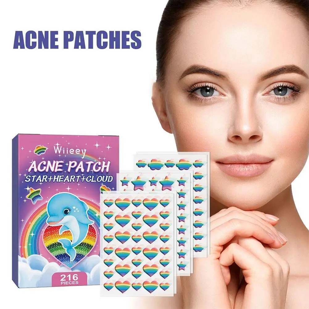 216pc-Rainbow-Anti-ance-Patch-Hydrocolloid-Acne-Pimple-Removal-Sticker ...