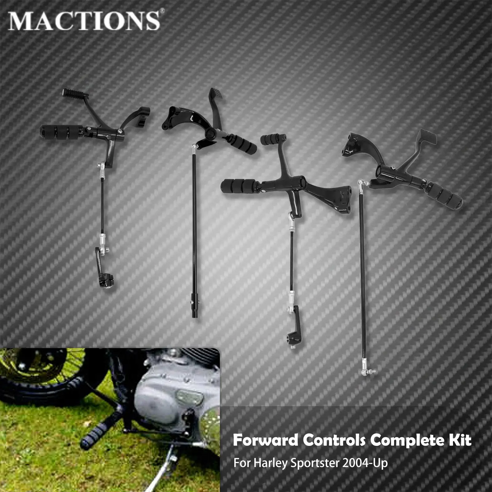 Motorcycle-Forward-Controls-Complete-Kit-Foot-Pegs-Levers-Linkages-Set ...