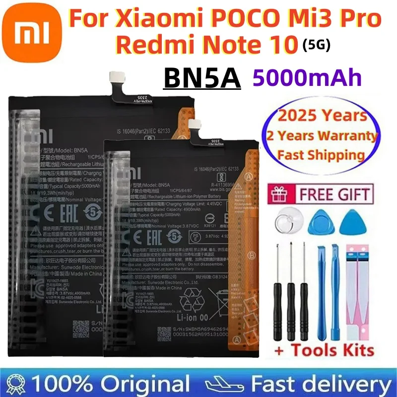 BN5A 5000mAh Phone Battery For Xiaomi POCO M3 Pro 5G Redmi 10 Mobile ...