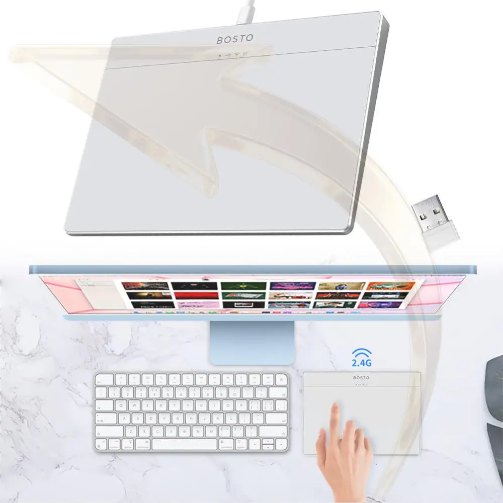 Portable Track Pad Multi-Gesture Wireless Touchpad Type-C Rechargeable ...