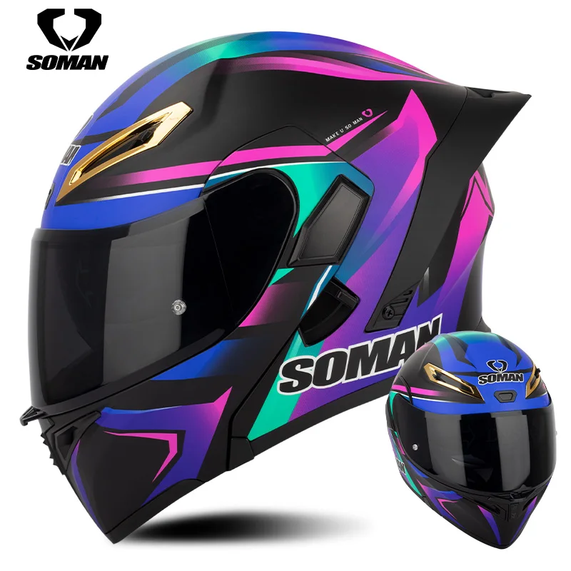 Casque De Moto Pour Femmes, Style Cool, Double Lentille Détachable ...