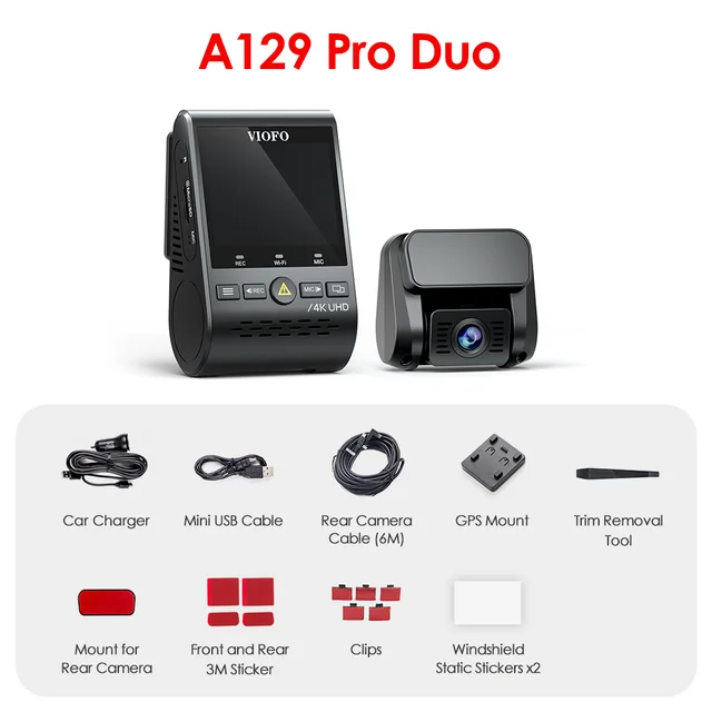 VIOFO A129 Pro Duo Dash Cam 4K + 1080P Front and Rear Camera With 5GHz ...