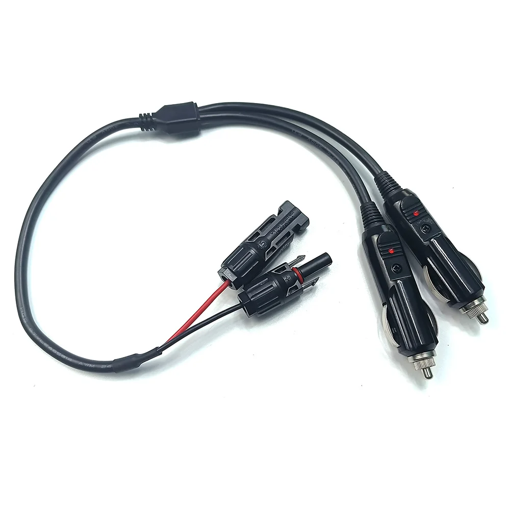 Solar-Connector-to-Male-Cigarette-Lighter-Single-Dual-Plug-Power-Cable ...