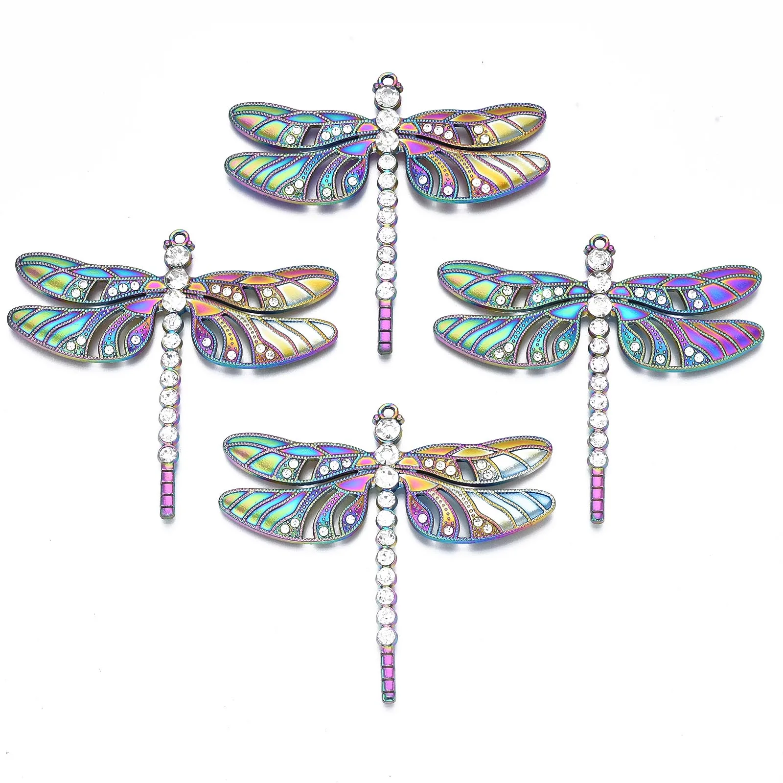 2pcs-Dragonfly-Rhinestone-Enamel-Big-Pendants-Crystal-Rainbow-Color ...