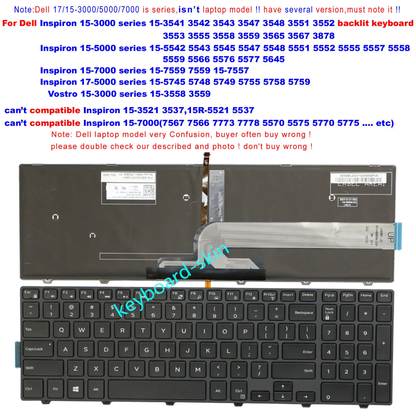 New-US-Backlit-Keyboard-for-Dell-15-3000-series-3541-3542-3543-3547 ...