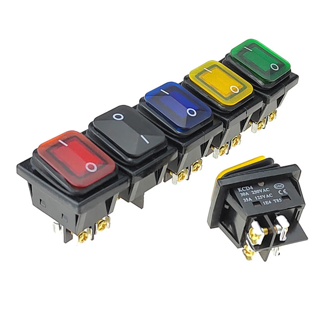 KCD4 Waterproof Rocker Switch ON-OFF 2Position Latching 30A 250VAC ...