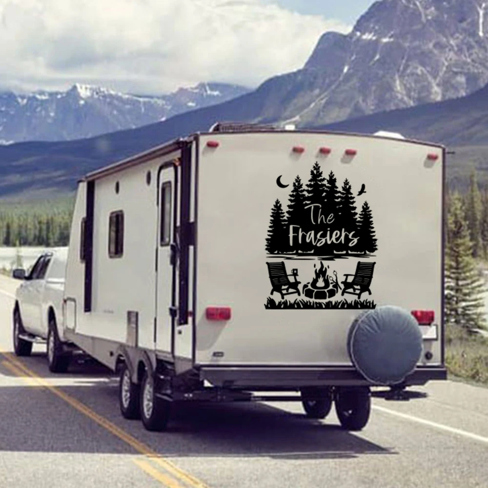 Custom-Naam-Kampvuur-Vogel-Boom-Camper-Rv-Sticker-Decal-Camper-Caravan ...