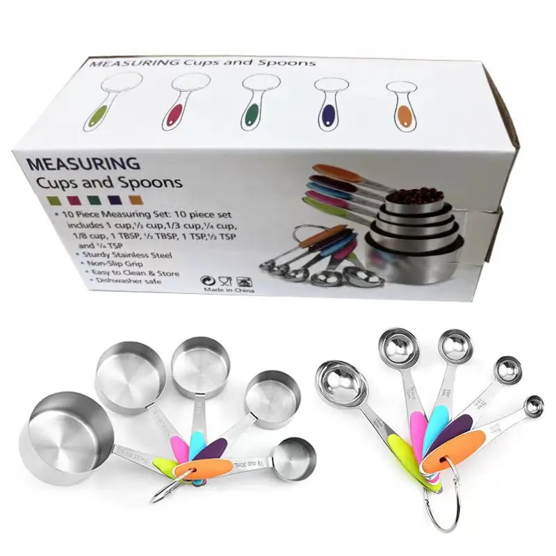 5-10-Sets-of-Stainless-Steel-Measuring-Cevice-Spoons-and-Cups-Graduated ...