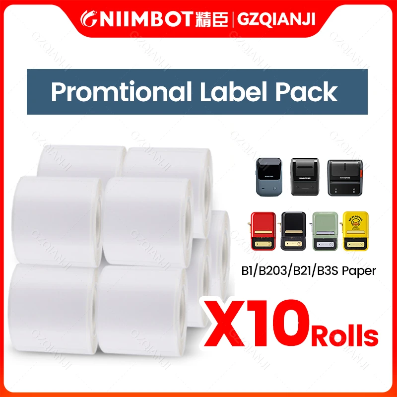Niimbot B21 B1 Label Thermal Printer Paper 10 Rolls Pocket Printer Paper Label Printer Paper ...