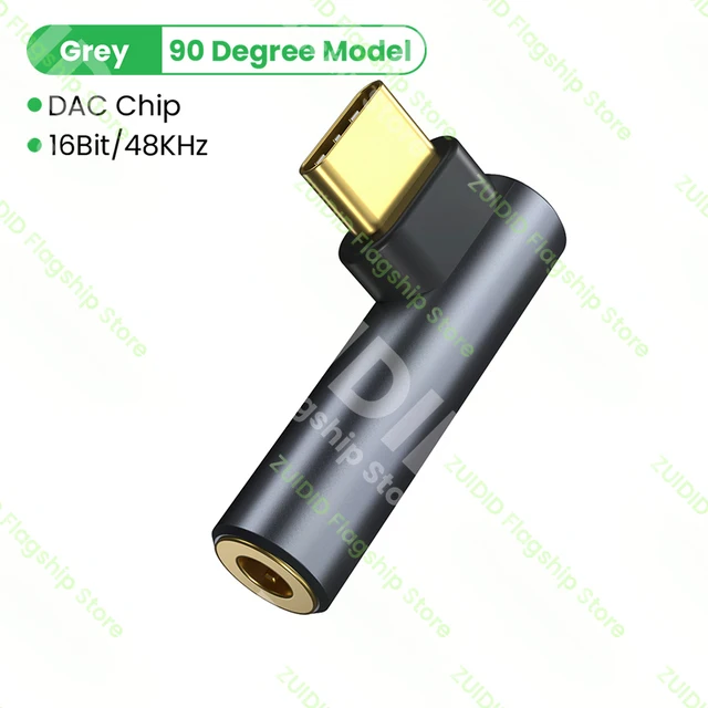 Elbow USB Type C to 3.5mm HiFi Earphone Adapter 3.5 Jack Headphones AUX ...