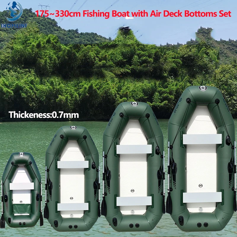 New 1-6 Persons Green Fishing Boat with Air Deck Bottoms 0.7mm Thicken ...