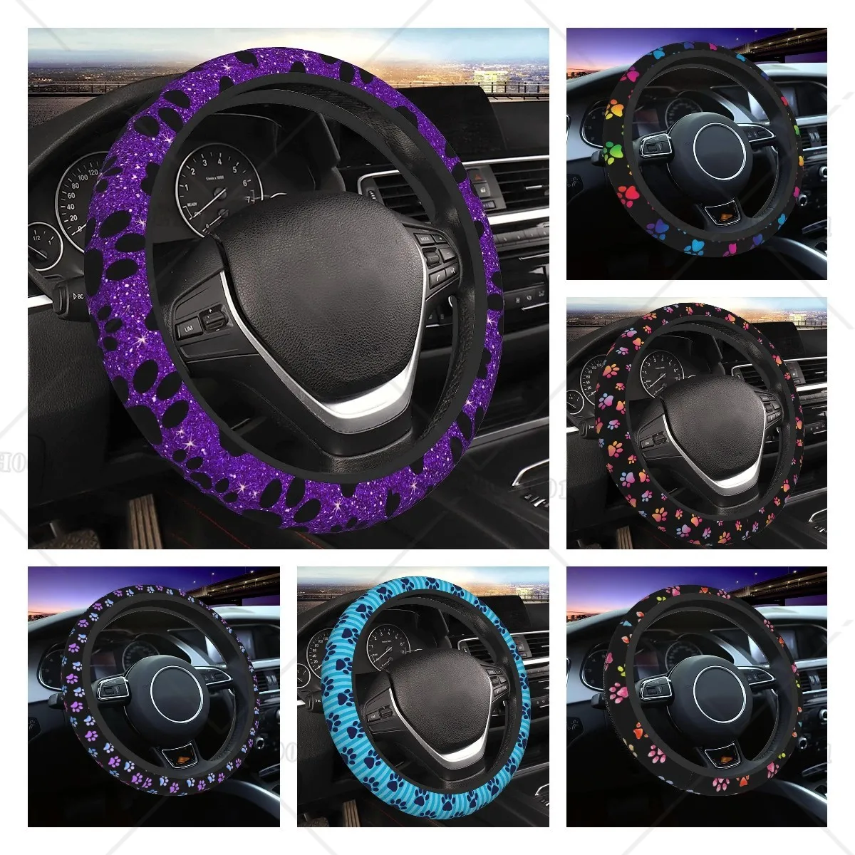 Dog-Paws-Purple-Steering-Wheel-Cover-for-Women-Girls-Bling-Steering ...