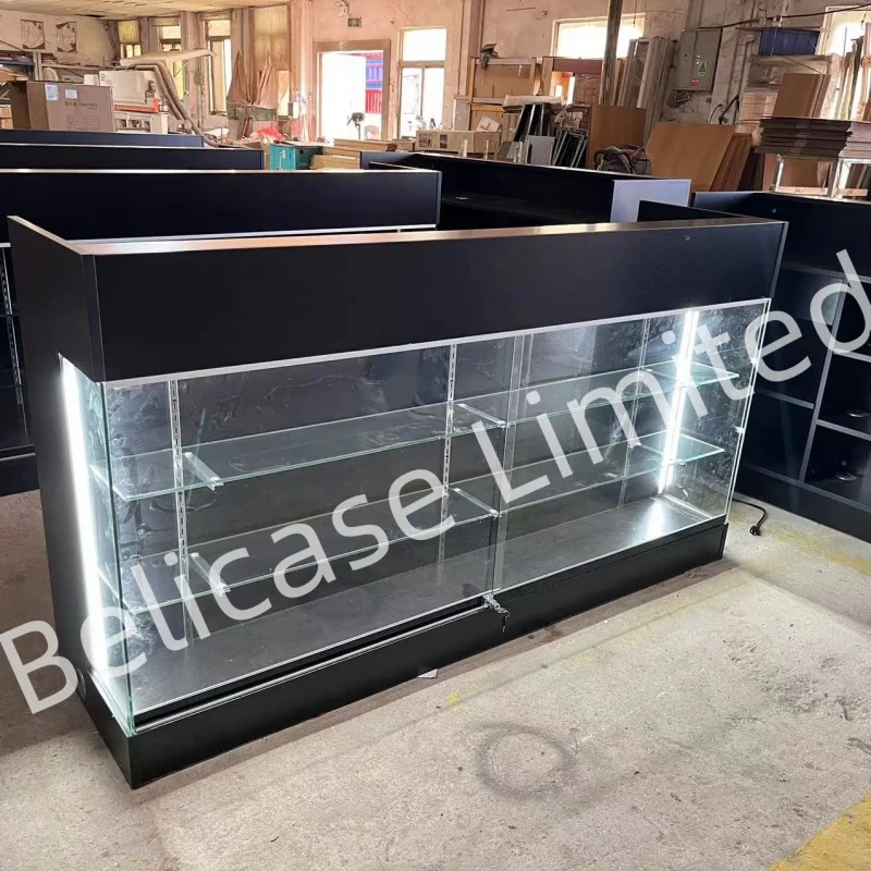 custom-6ft-Full-Retail-Shop-Table-Lockable-Cash-Counter-Wooden-Vitrine ...