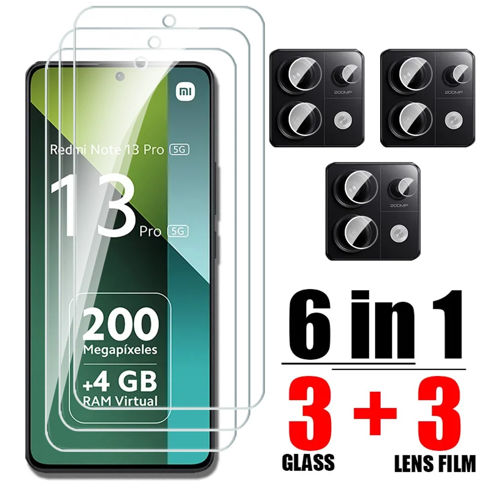 6 in 1 Glass Cover For Redmi Note 13 Pro 14 5G Tempered Glass Xiaomi ...