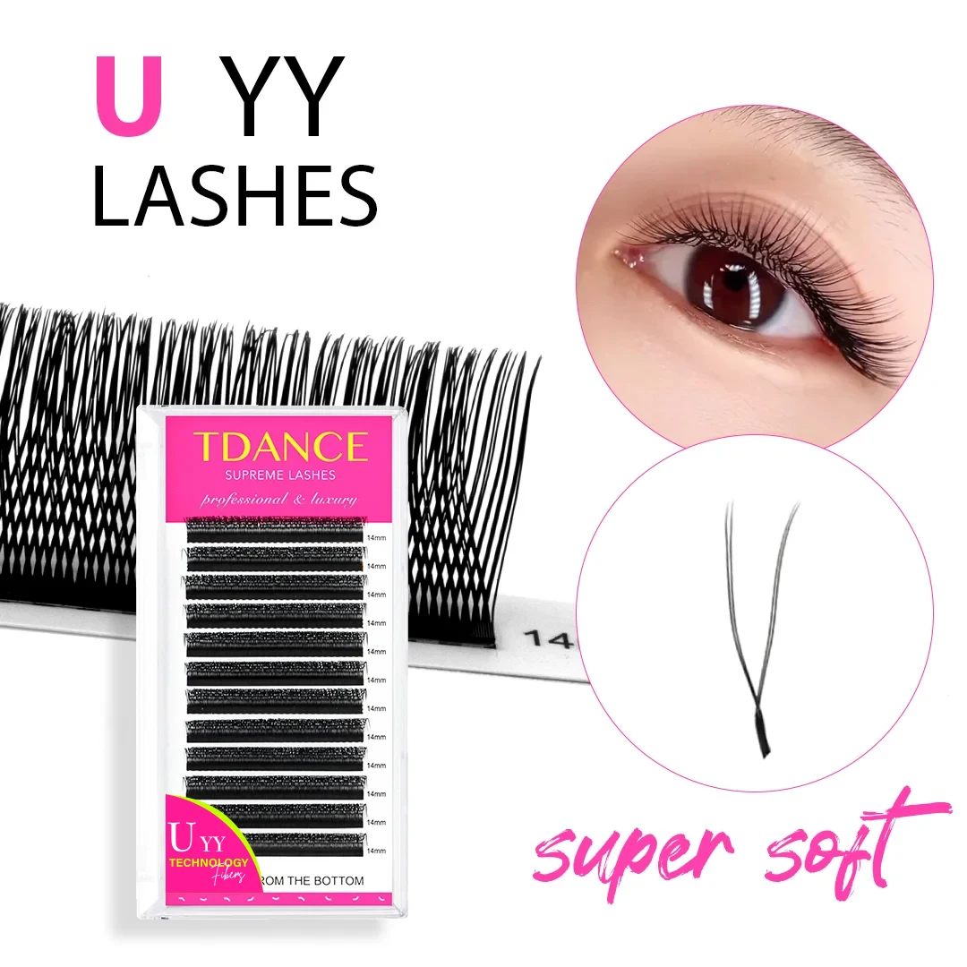 TDANCE U Shape YY Eyelash Extension Premium PBT C D 8-15mm Mix Natural ...