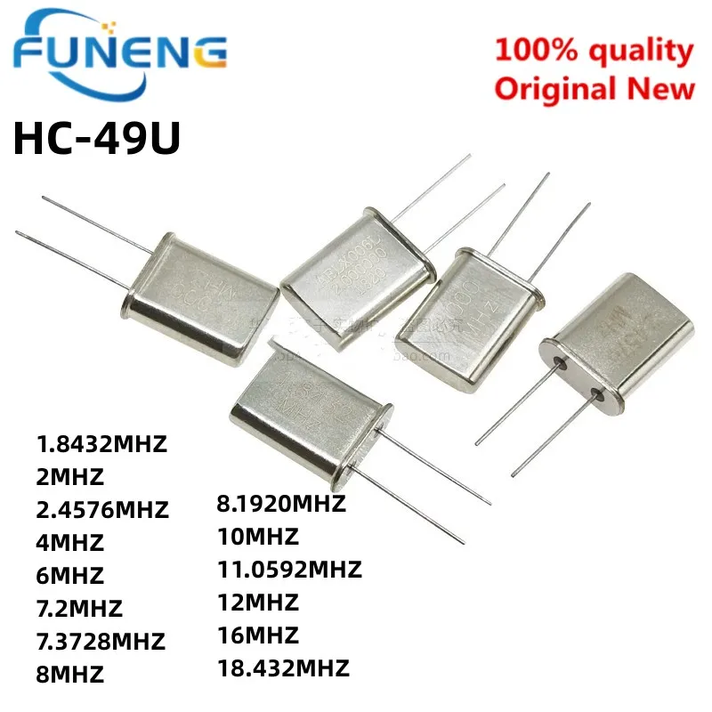 20pcs 49U HC 49U Crystal quartz resonator 1.8432M 2MHZ 2.4576M 4MHZ 6MHZ 7.2M 7.3728M 8MHZ 8 ...