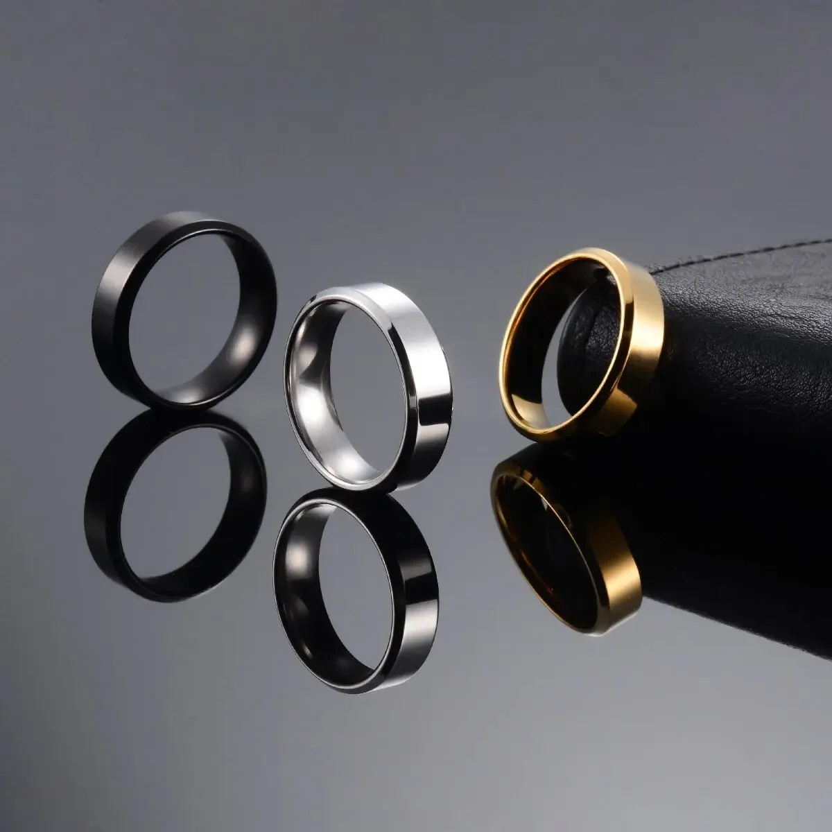 Shiny-6mm-Stainless-Steel-Ring-New-Fashion-Flat-Surface-Metal-Classic ...