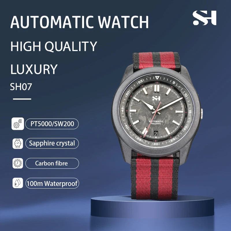 2024-New-Carbon-fibre-SW200-Automatic-Watch-Luxury-41mm-100m-Waterproof ...
