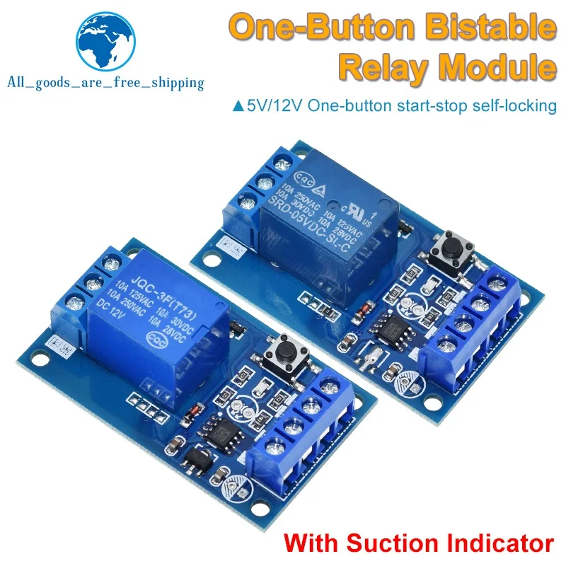 TZT 5V 12V Single Bond Button Bistable Relay Module Modified Car Start ...