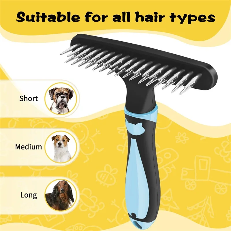 Dog-Rake-Deshedding-Dematting-Brush-Comb-Undercoat-Rake-for-Dogs-Cats ...