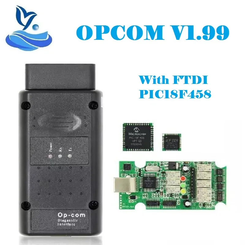A +++ Opcom V1.99 FT232RQ PIC18F458สีเขียว PCB Board สำหรับ Opel OP COM ...