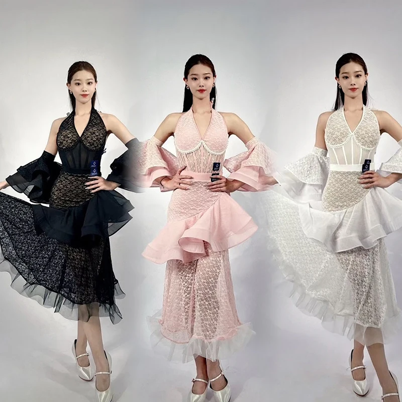 2024-Ballroom-Dance-Competition-Clothing-For-Women-Lace-Sleeveless-Top ...