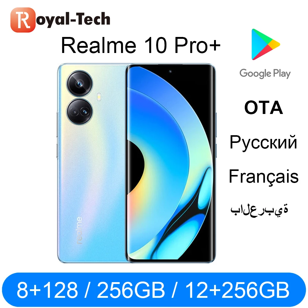 Realme teléfono inteligente 10 Pro + 5G Original, pantalla curva de 6,7 ...