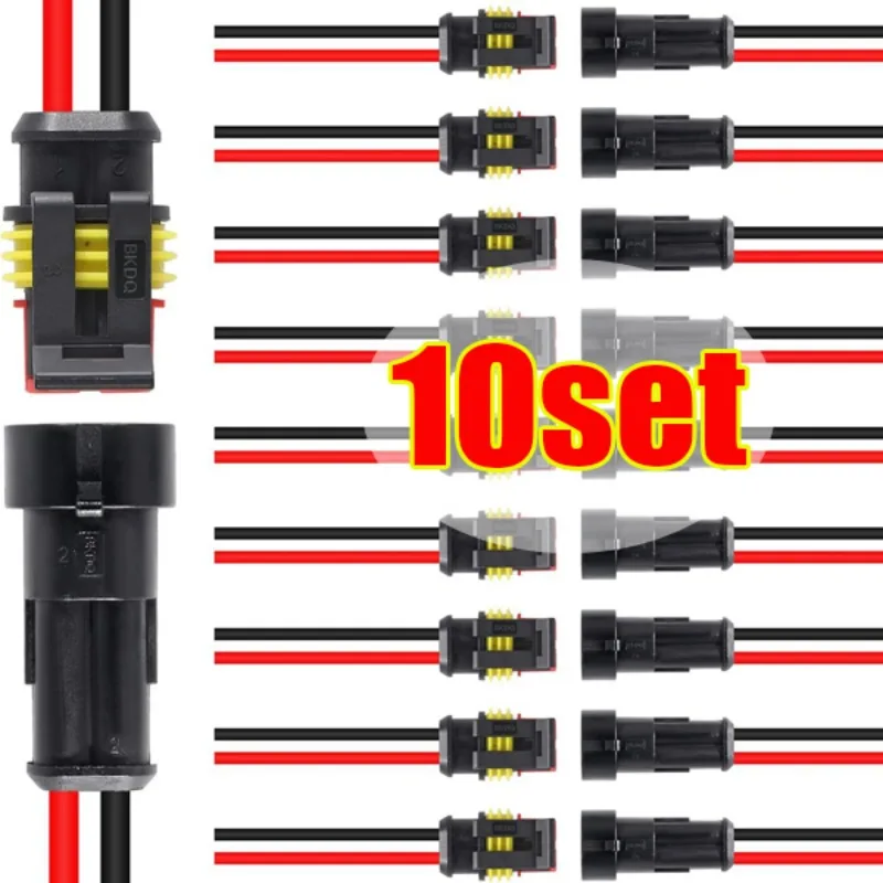 12V 2Pin Cable Wire Connector Plug Super Seal Waterproof Electrical ...
