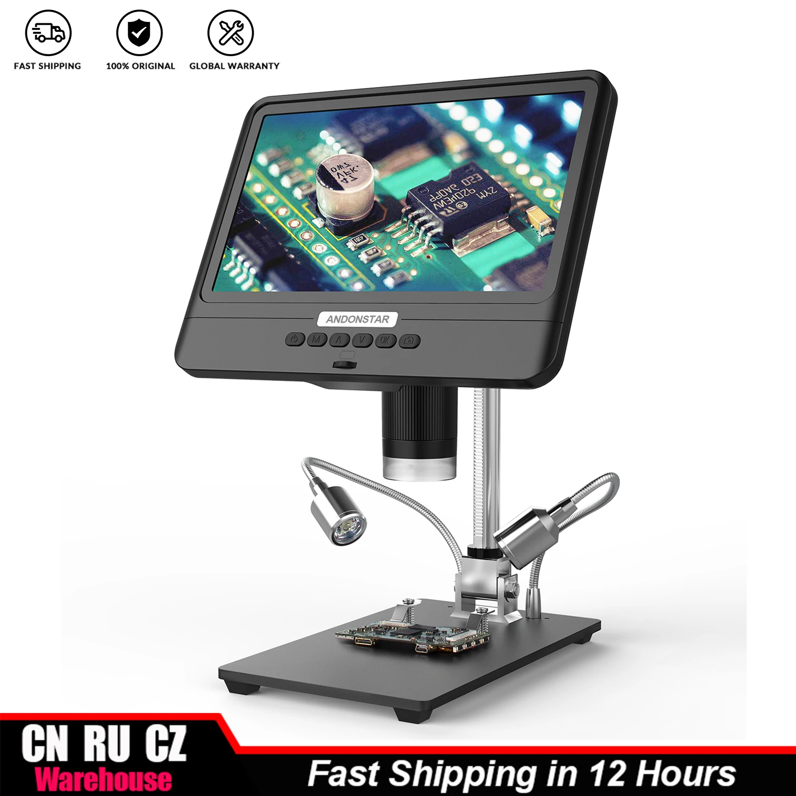 AD208S 5X 1200X 디지털 현미경 LCD 디스플레이 스크린, 1280x800, 조절 가능한 1080P 스코프 납땜 도구 ...