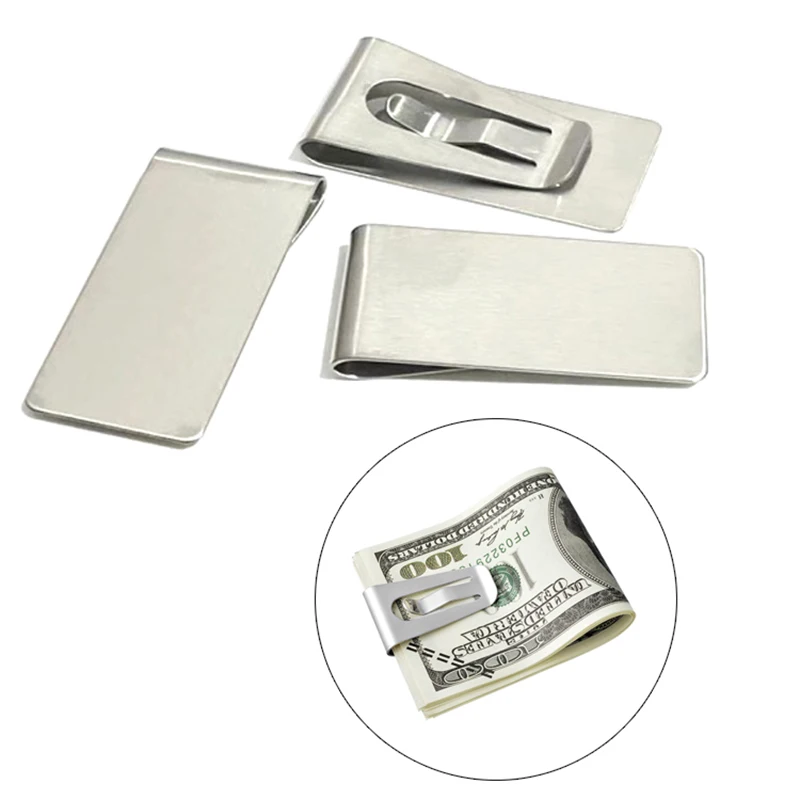 NEW Money Clip Mens Stainless Steel Silver Cash Holder Male Mini Purse ...
