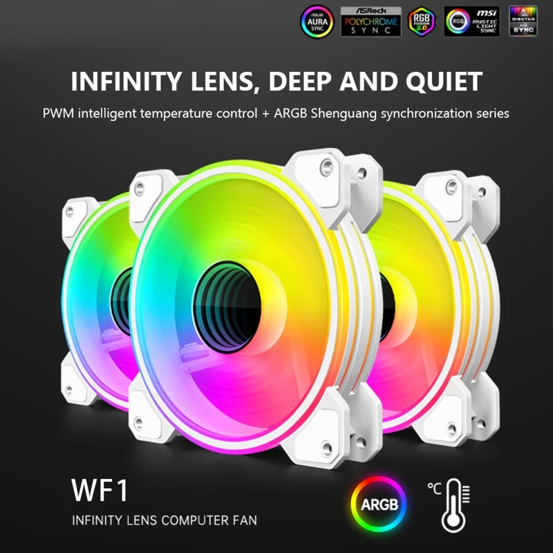 PWM-4-Pin-RGB-120mm-PC-Case-Fan-Quiet-12cm-Cooling-Fan-Silent-Computer ...