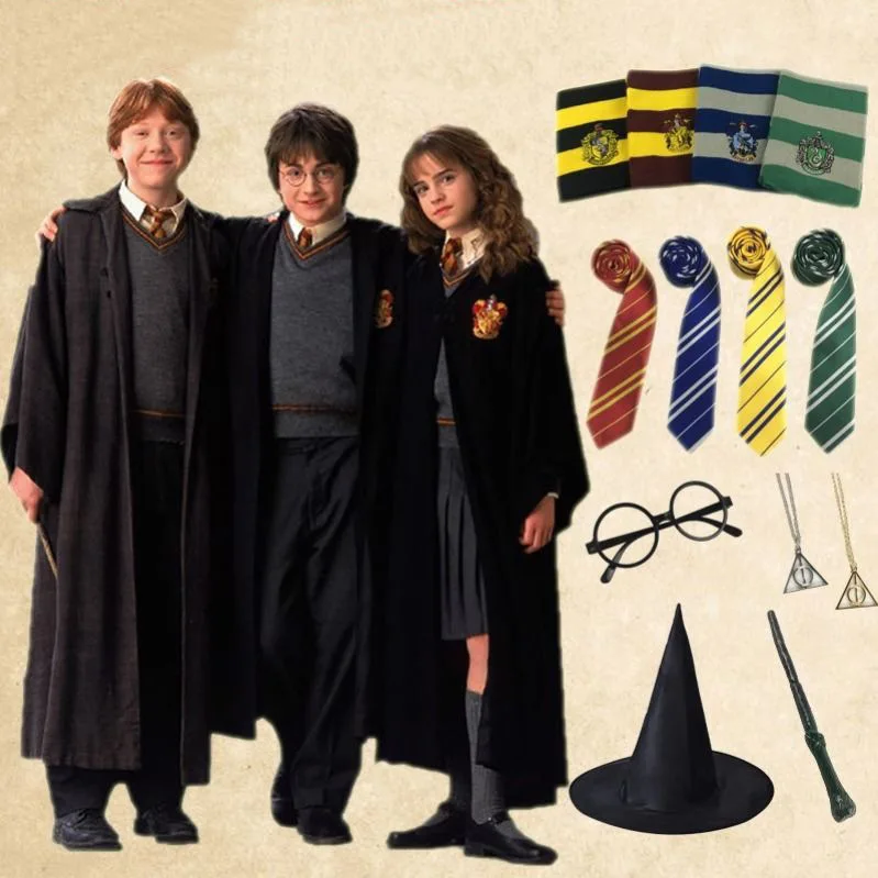 Disfraz-de-Harry-Potter-uniforme-escolar-gafas-bata-capa-corbata-camisa ...