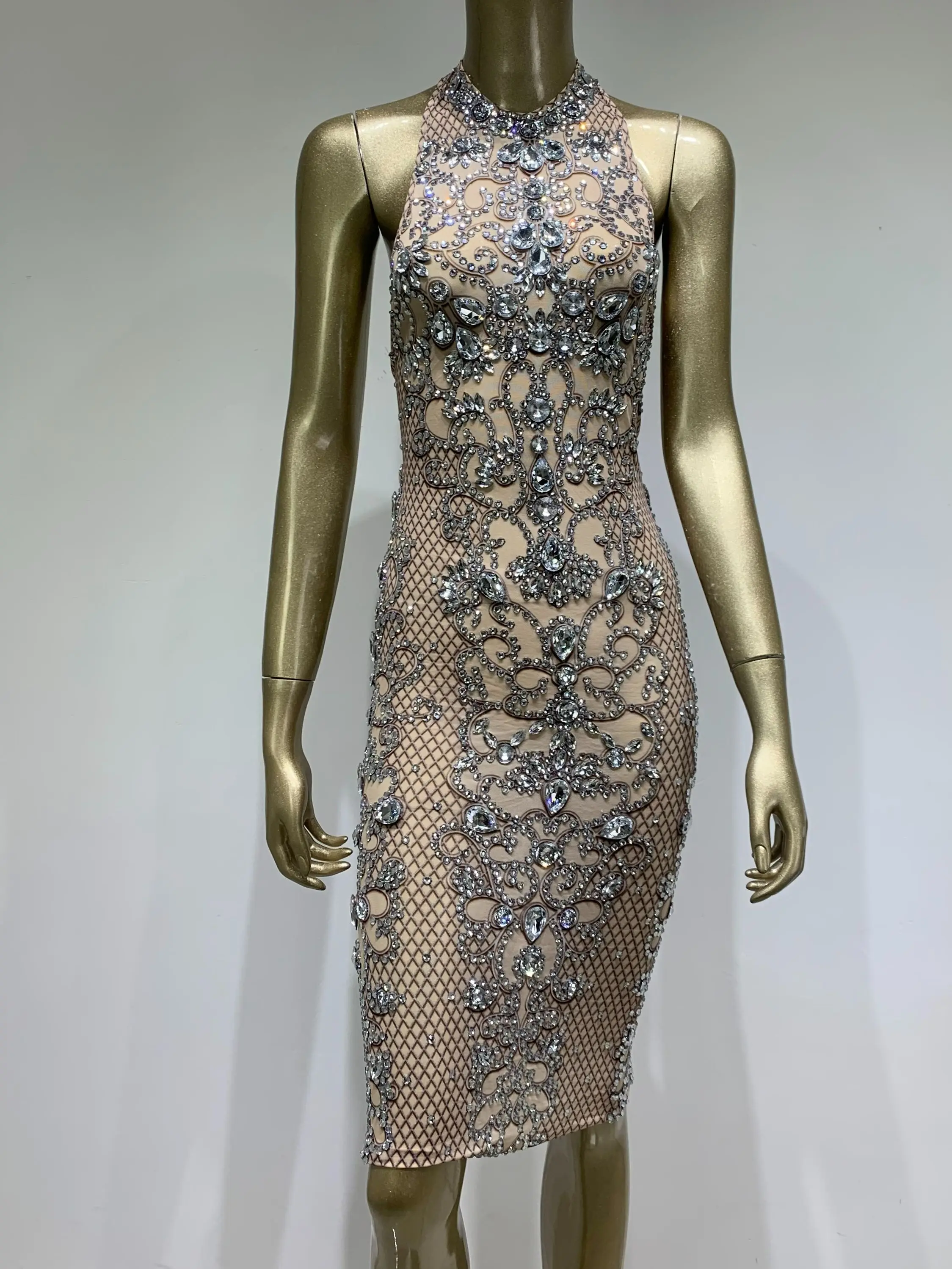 Women-Luxury-Rhinestone-Sexy-Hanging-Neck-Tight-Wrapped-Hip-Dress ...