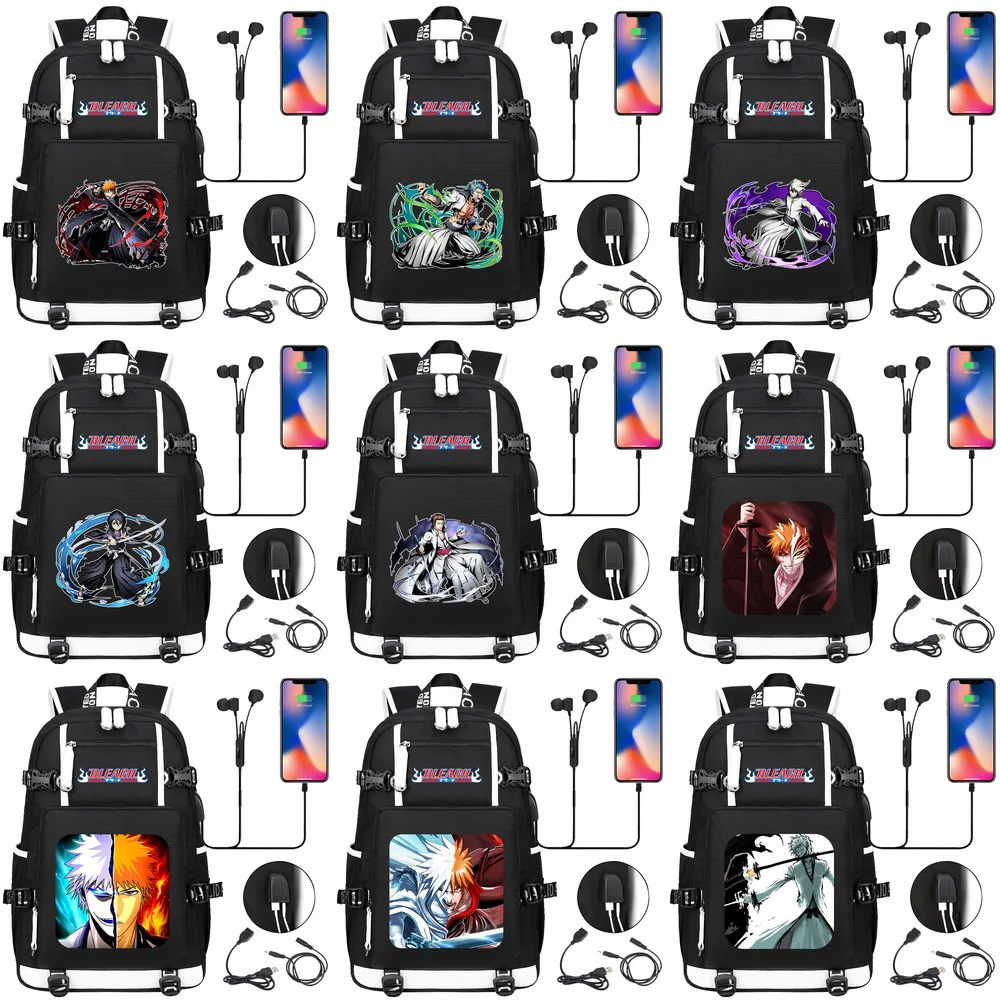 New-Anime-BLEACH-USB-Backpack-Satchel-Youth-Student-School-Book-Bags ...