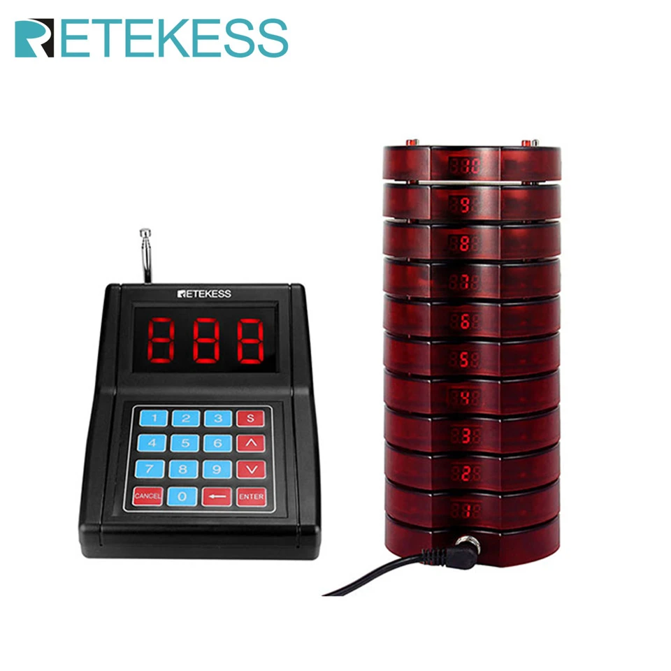 Retekess TD165 Restaurant Coaster Pager System 10 Beeper Receivers Max ...