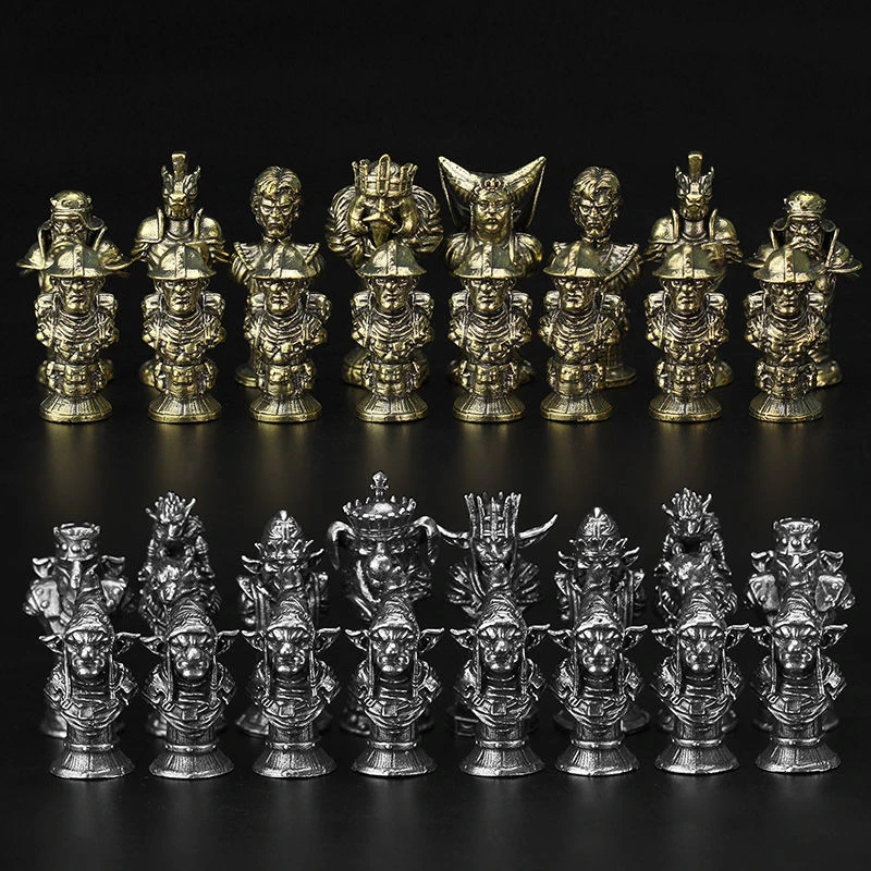 White Copper Human Vs Goblin Chess Checkers Figurines Vintage Metal ...