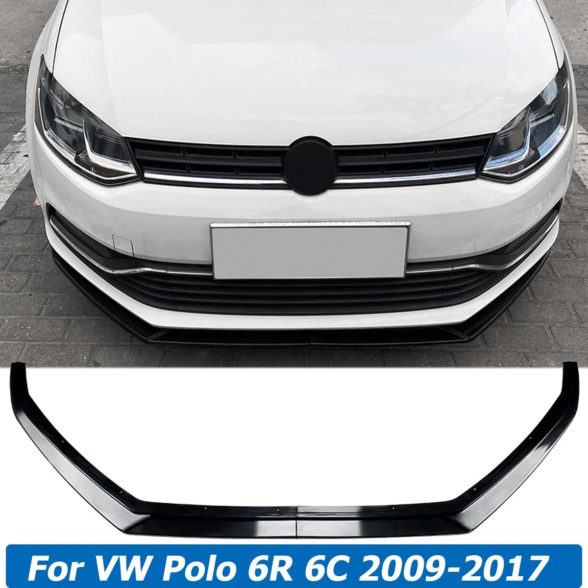 Front Bumper Lip For Volkswagen VW Polo 6R 6C 2009-2017 Splitter ...