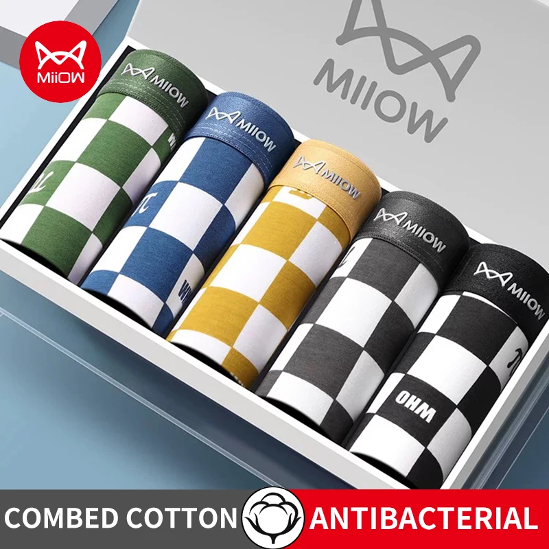 MiiOW 3Pcs Cotton Men's Underwear Boxers Softness Antibacterial Crotch ...