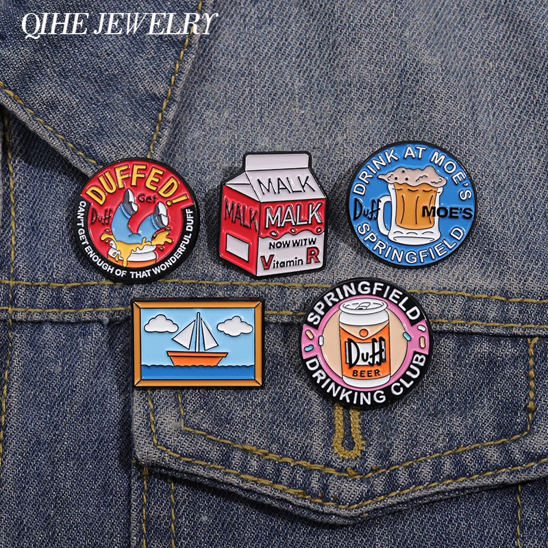 Drink-At-Moe-s-Spring-Field-Club-Enamel-Pins-Creative-Cartoon-Duff-Beer ...