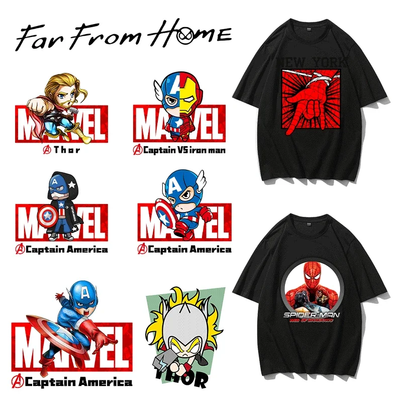 New-Marvel-Spiderman-Iron-Man-Cartoons-Thermal-Stickers-for-Clothes-DIY ...