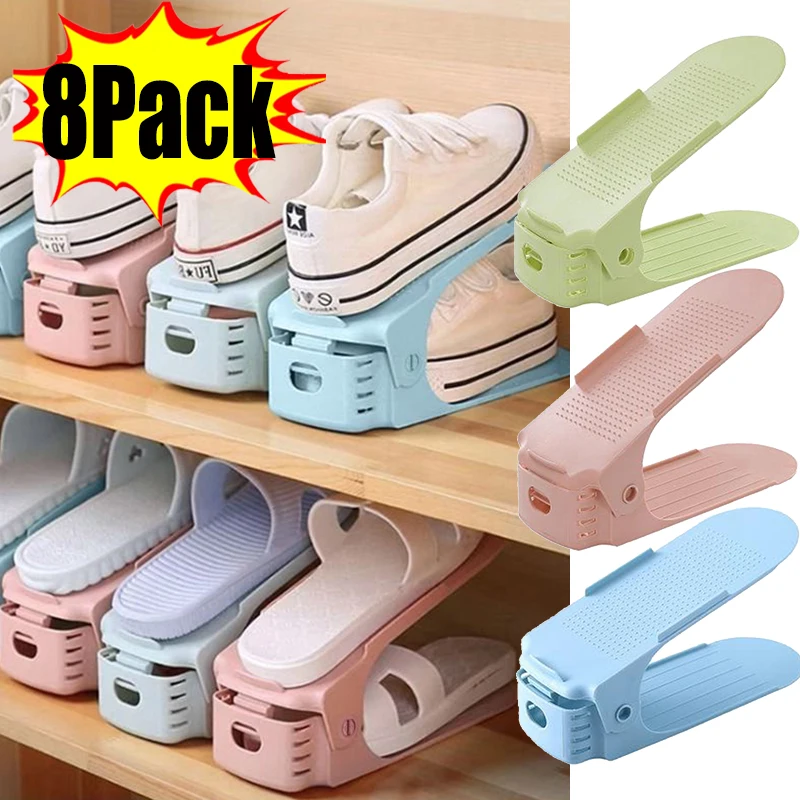 8pcs-Adjustable-Shoe-Stacker-Double-Shelf-Space-Savers-Shoe-Slots ...