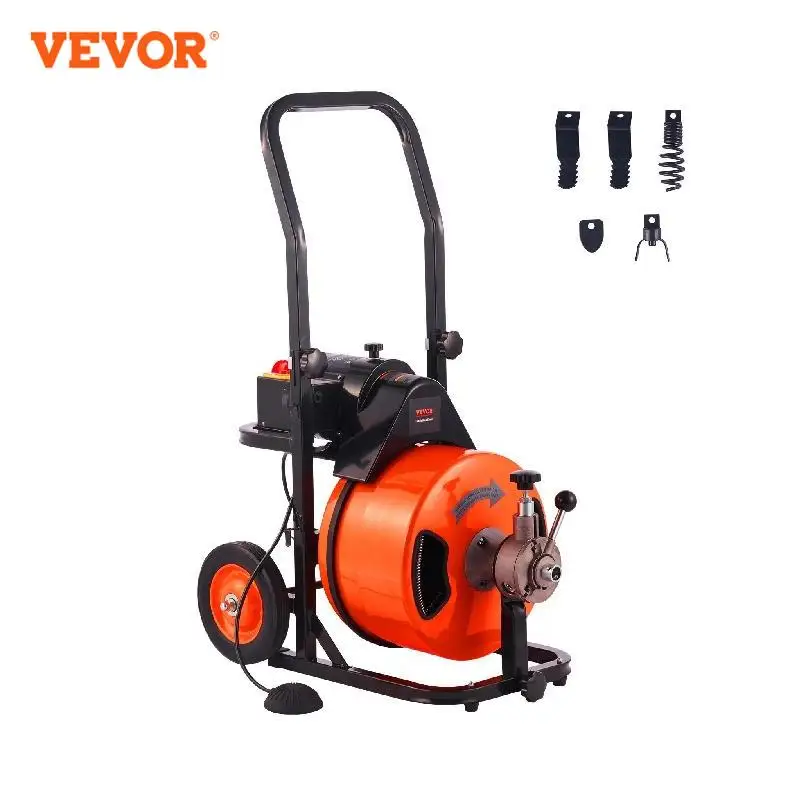 VEVOR Drain Cleaner 50FT/75FT/100FT Sewer Auger Pipe Unblocker Cleaning Machine Sinks Toilet ...