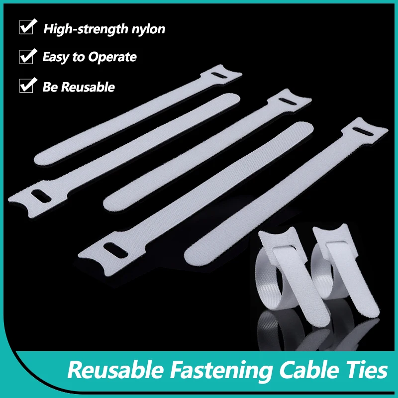 White Reusable Fastening Cable Ties Mouse Phone Accessories Wire ...