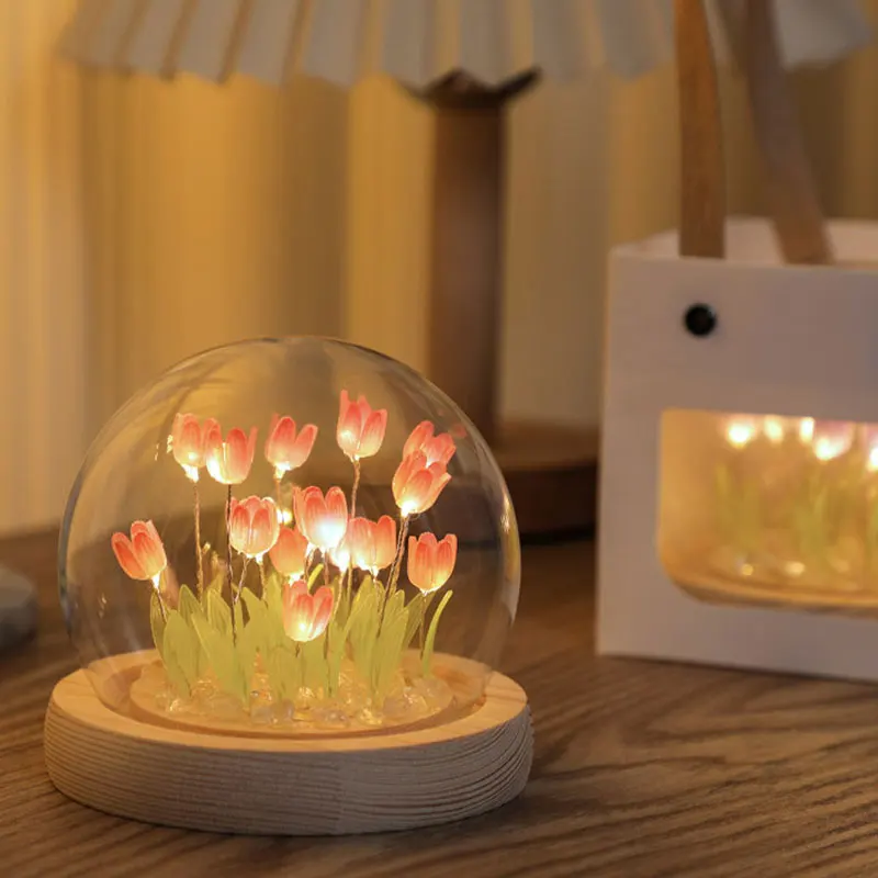 Tulip Night Light Battery Operated Tulip Flower Table Lamp DIY Simulation Tulip LED Nightlight ...