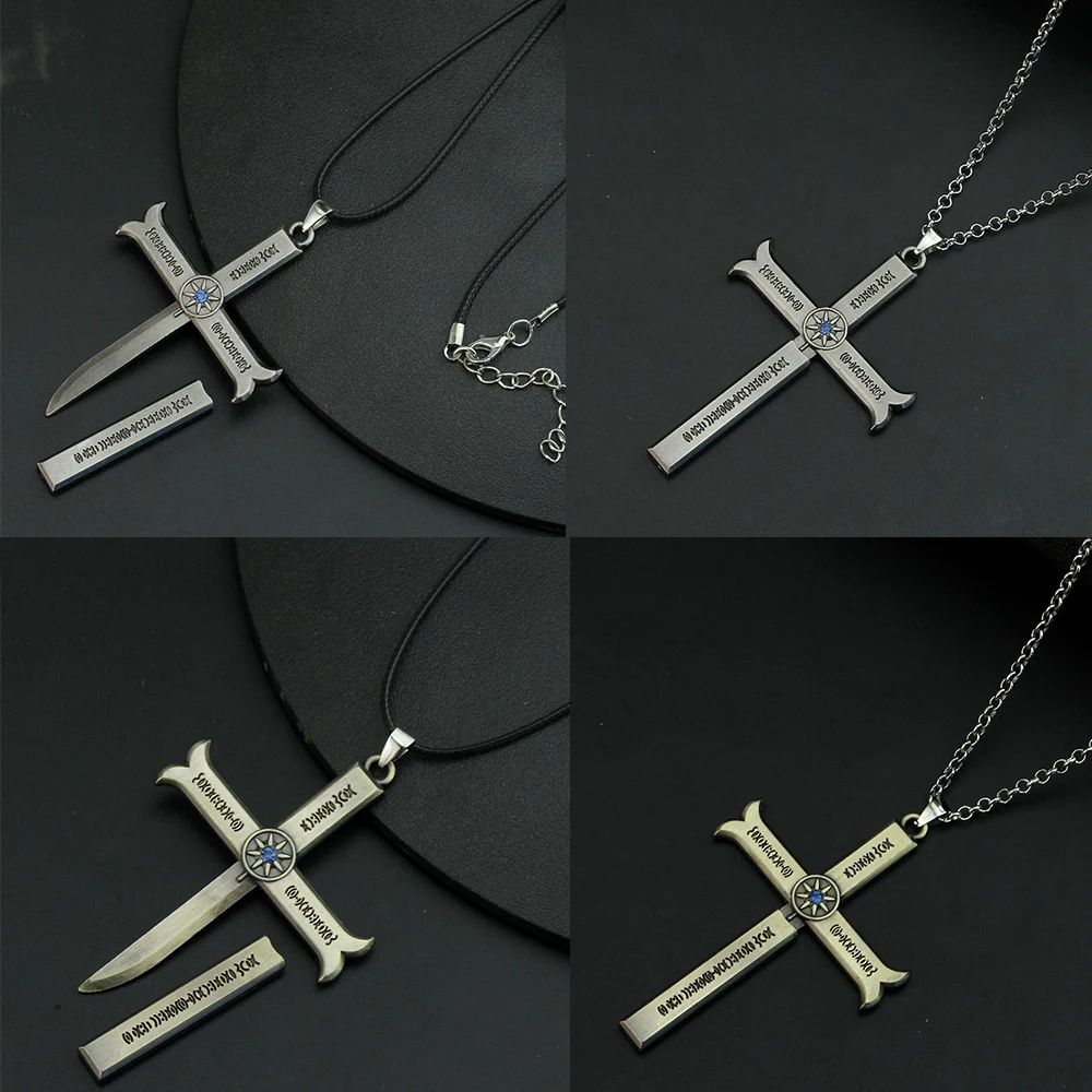 Anime-Necklace-Dracule-Mihawk-Cross-Sword-Pendant-Choker-Necklaces-Men ...
